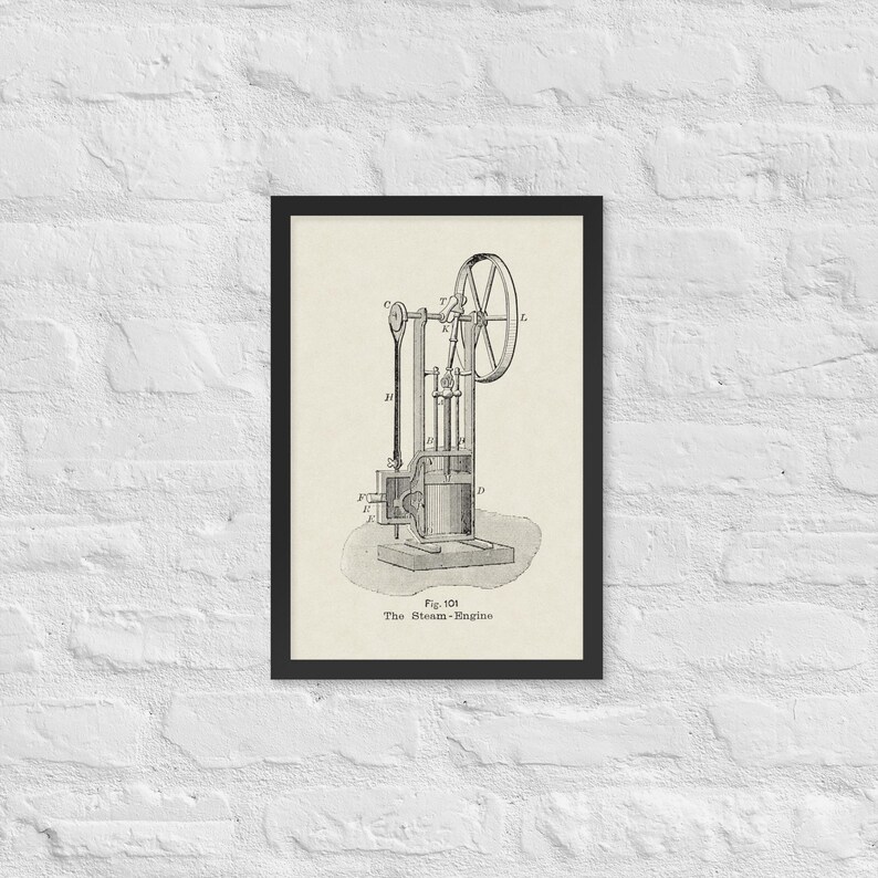 Antique Steam Engine Diagram Illustration Drawing Framed Poster - Etsy