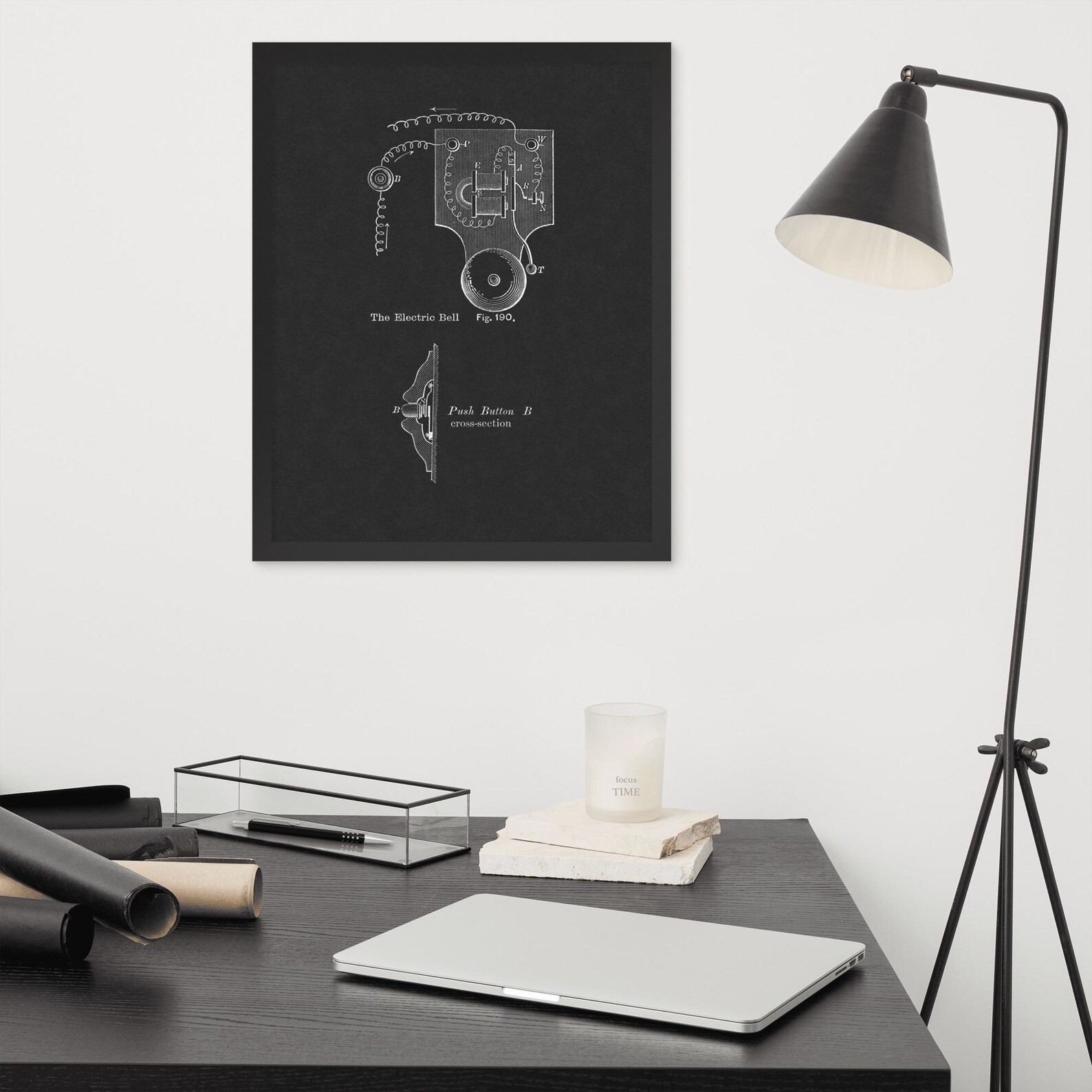 Antique Electric Bell Diagram Drawing Framed Poster - Etsy