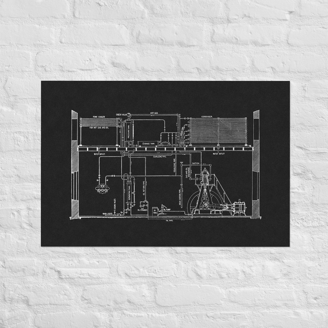 Industrial Mechanical Engineering Diagram Print - Poster - Etsy