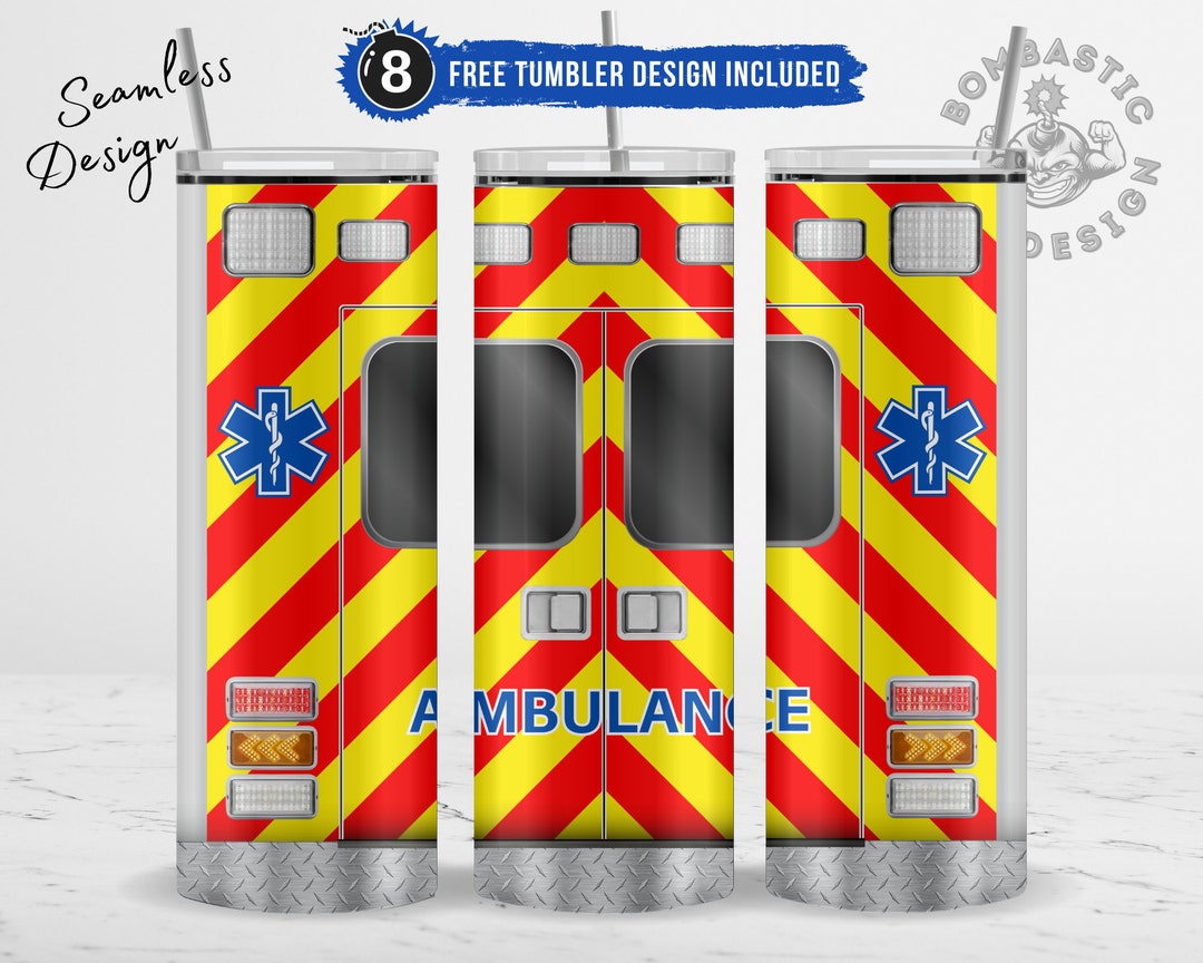 Ambulance EMS EMT Paramedic Tumbler Wrap PNG for Sublimation, Seamless ...