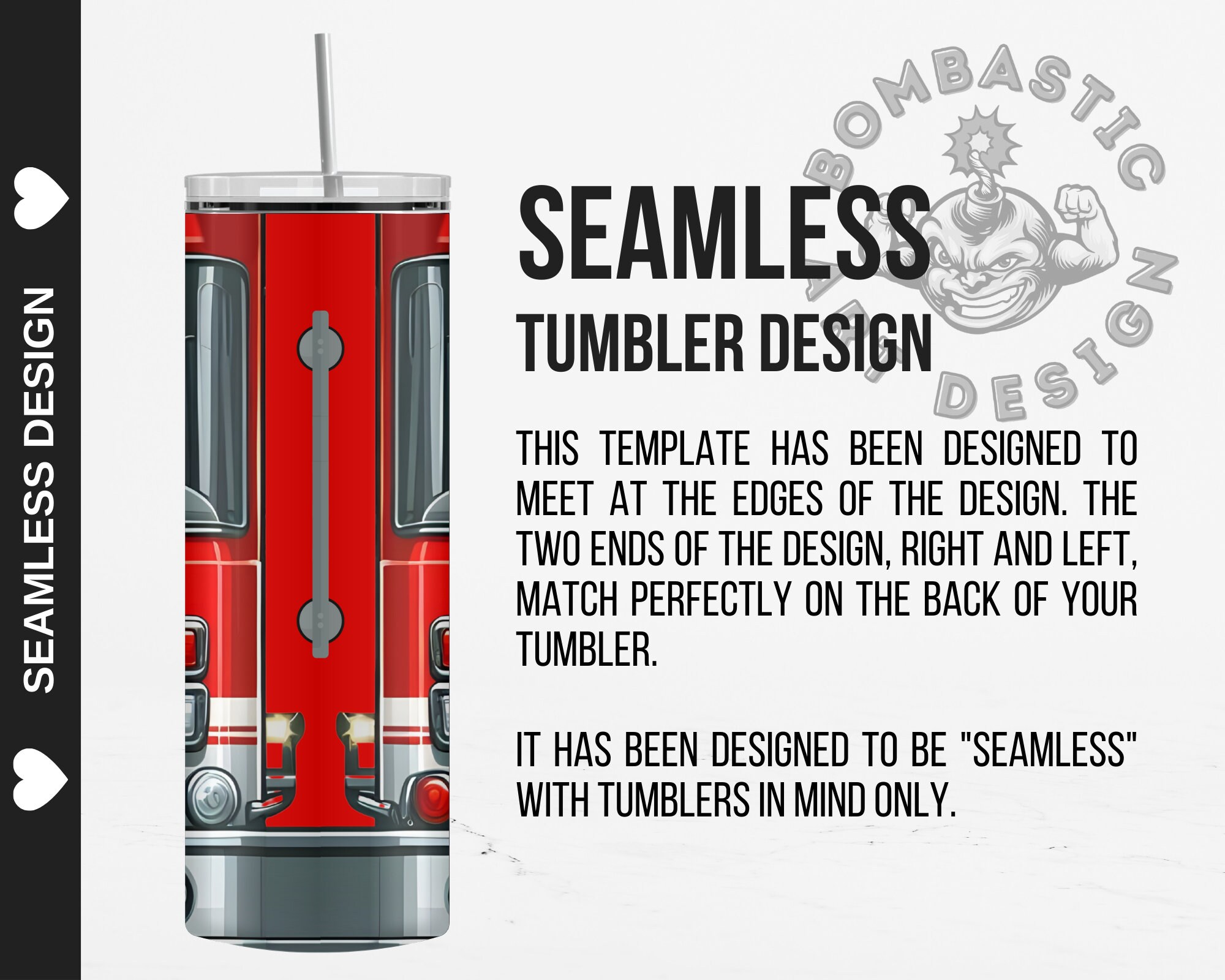 Fire Truck Tumbler Wrap PNG Sublimation, Seamless 20oz Skinny Fire ...