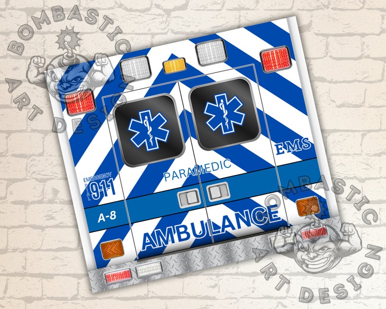 Ambulance EMS Paramedic Tumbler Wrap PNG for Sublimation, Seamless 20oz ...