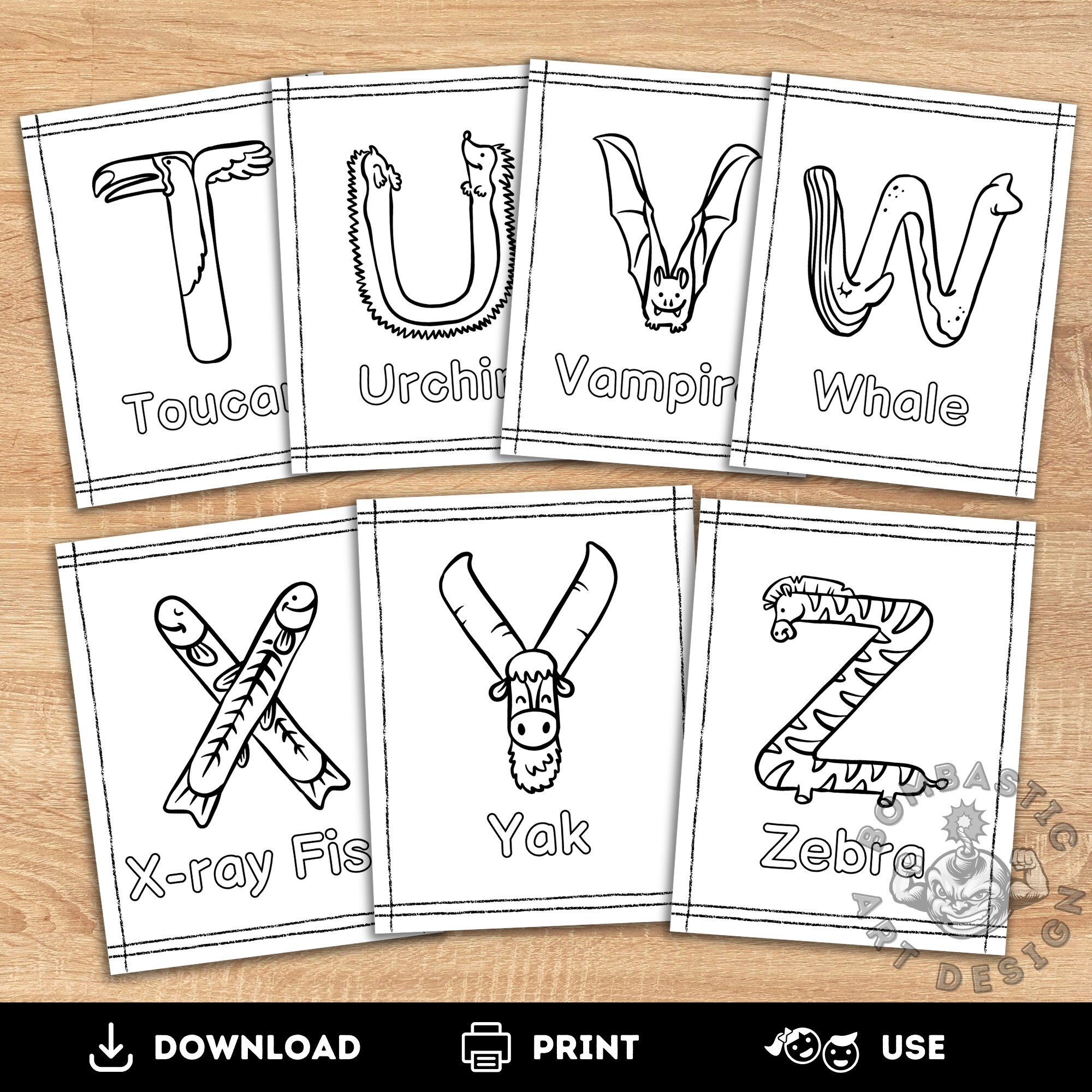 26 Pages ABC Alphabet Coloring Book Printable for Kids With Animals ...