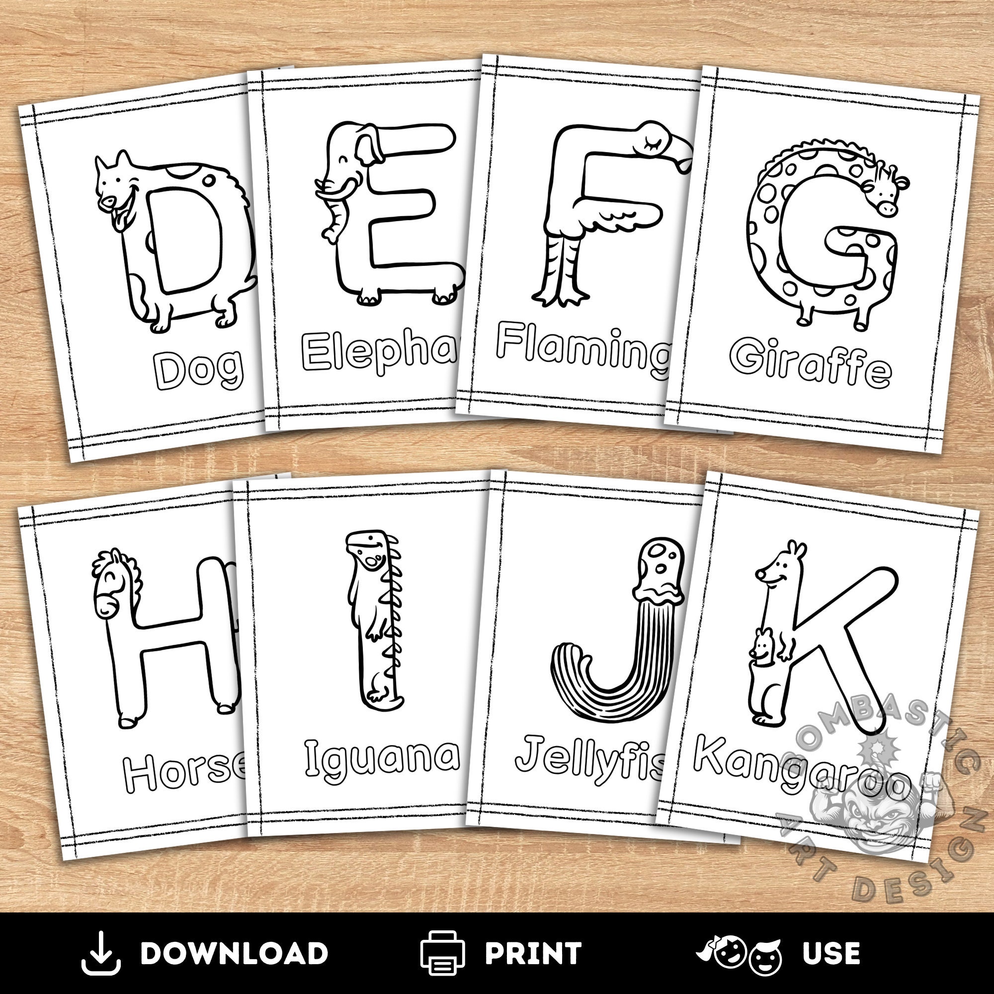 26 Pages ABC Alphabet Coloring Book Printable for Kids With Animals ...