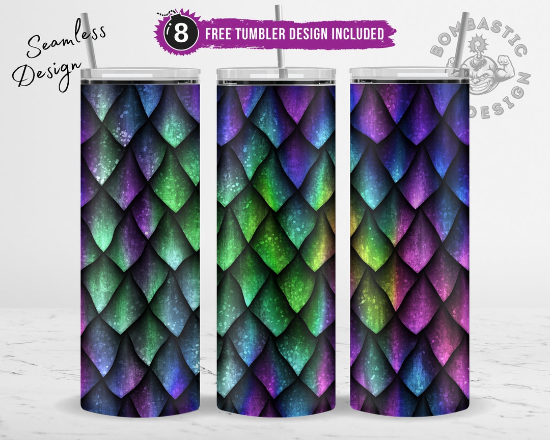 3D Colorful Dragon Scales Tumbler Wrap PNG Sublimation, Seamless 3D ...