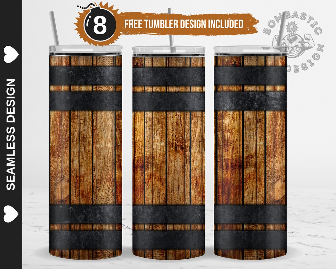 Rustic Wood Whisky Barrel Tumbler Wrap Sublimation PNG, 20 Oz Skinny ...