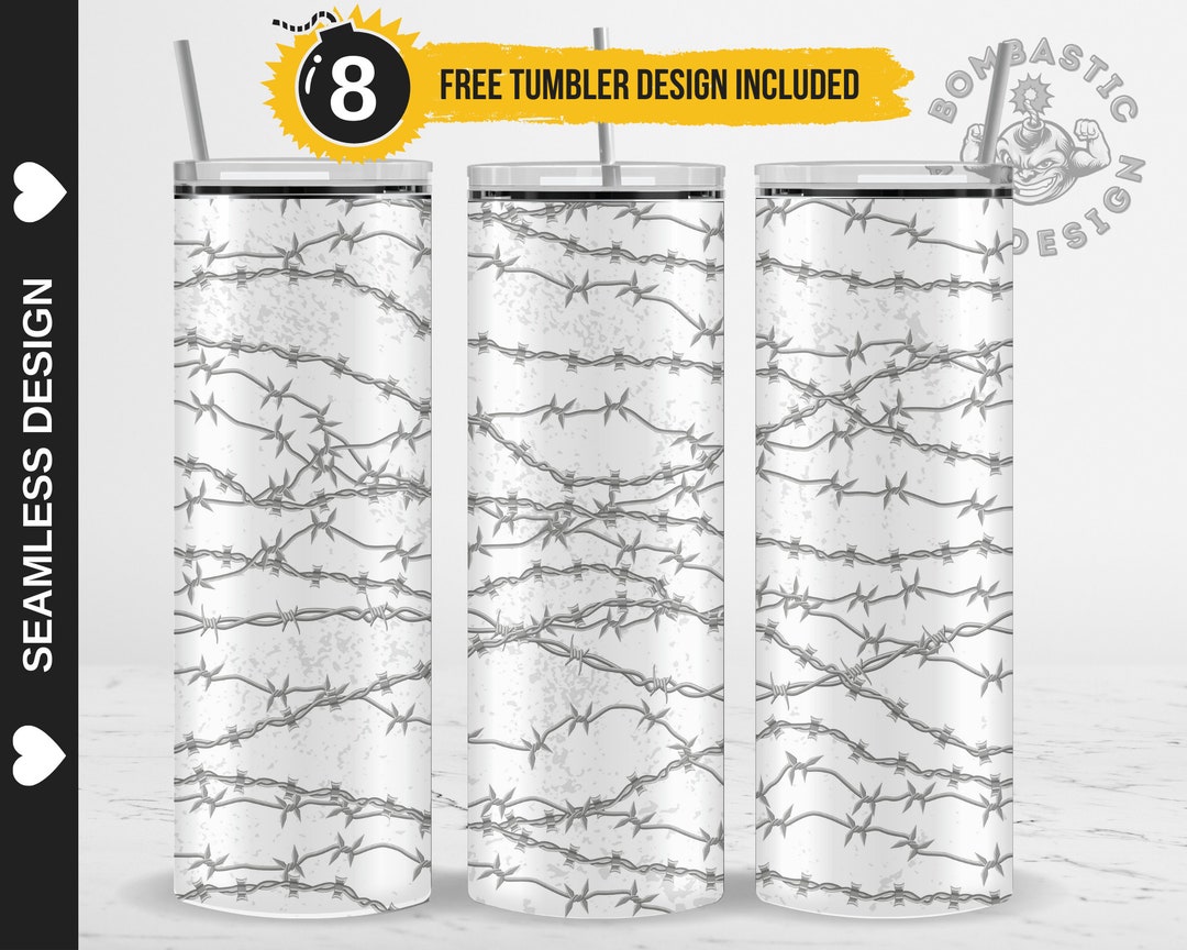 Barbed Wire Tumbler Wrap Sublimation PNG, 20 Oz Skinny Straight ...