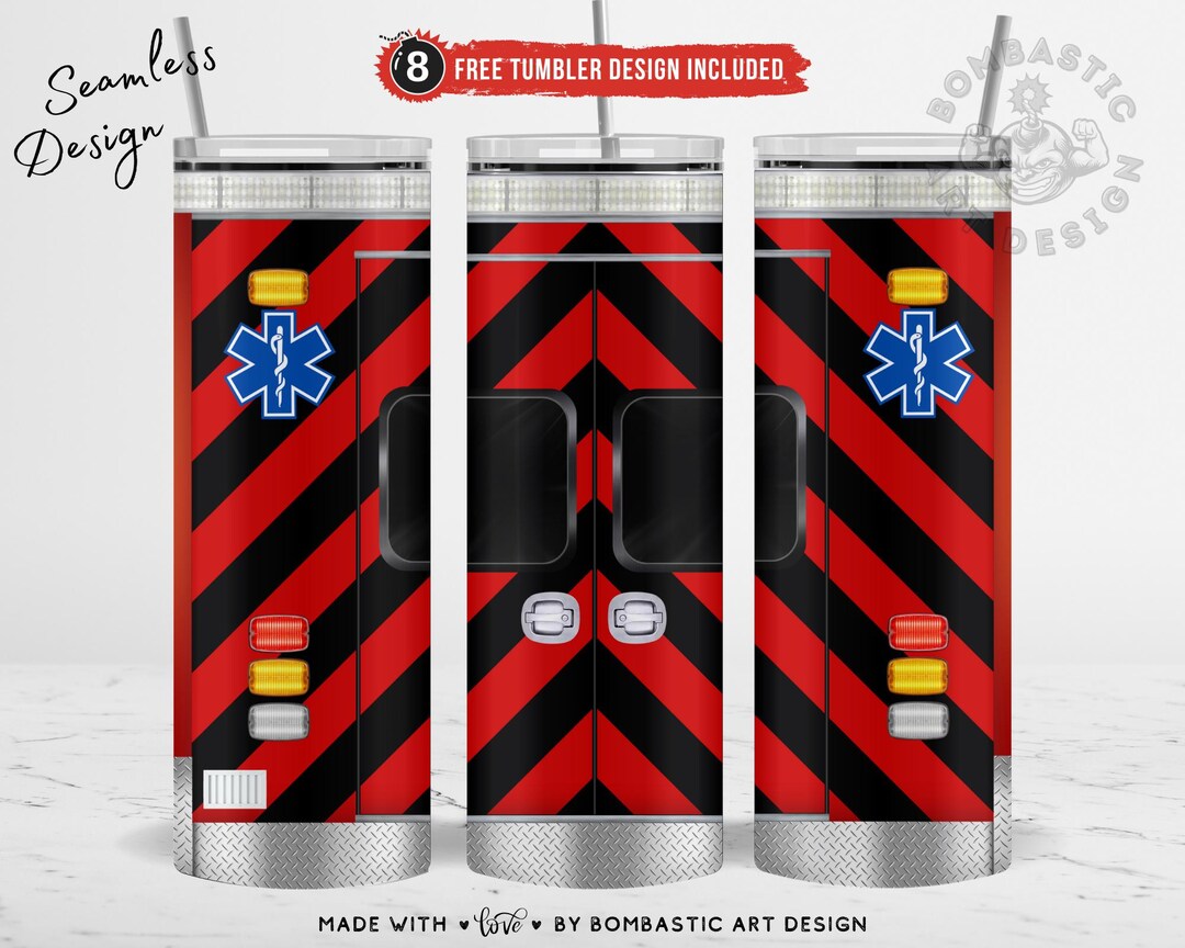 Ambulance Tumbler Wrap Sublimation 20oz Skinny, Fire District Red ...