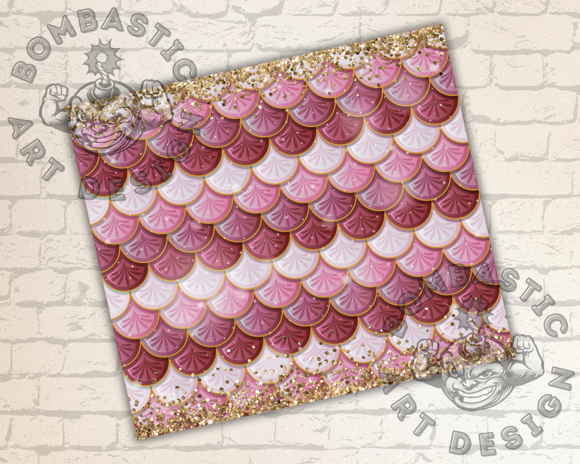 Seamless Glitter Pink Mermaid Scales Tumbler Wrap PNG, 20oz Skinny ...