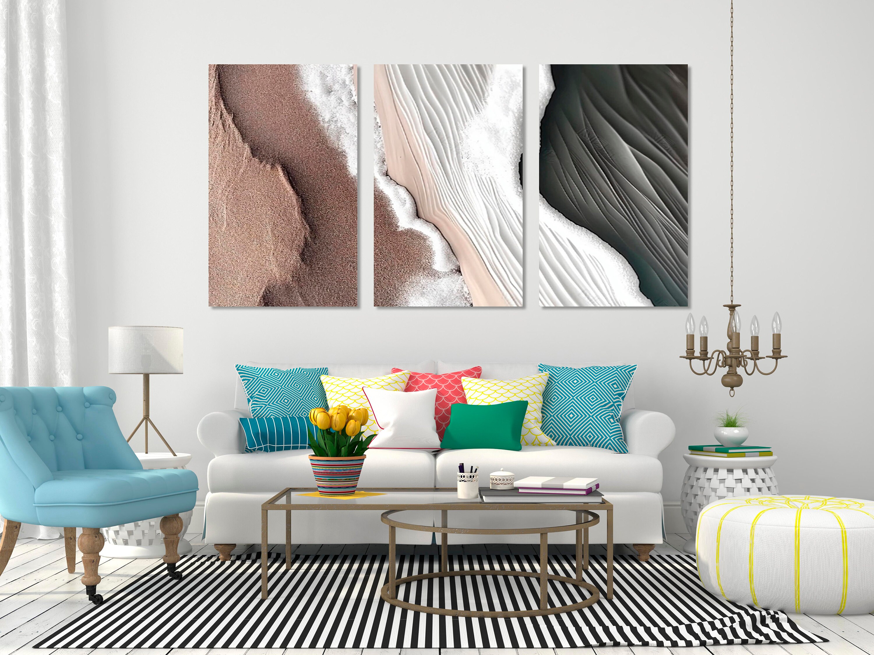 Abstract Canvas Print, Large Multi Panel Wall Art, Printable Wave ...