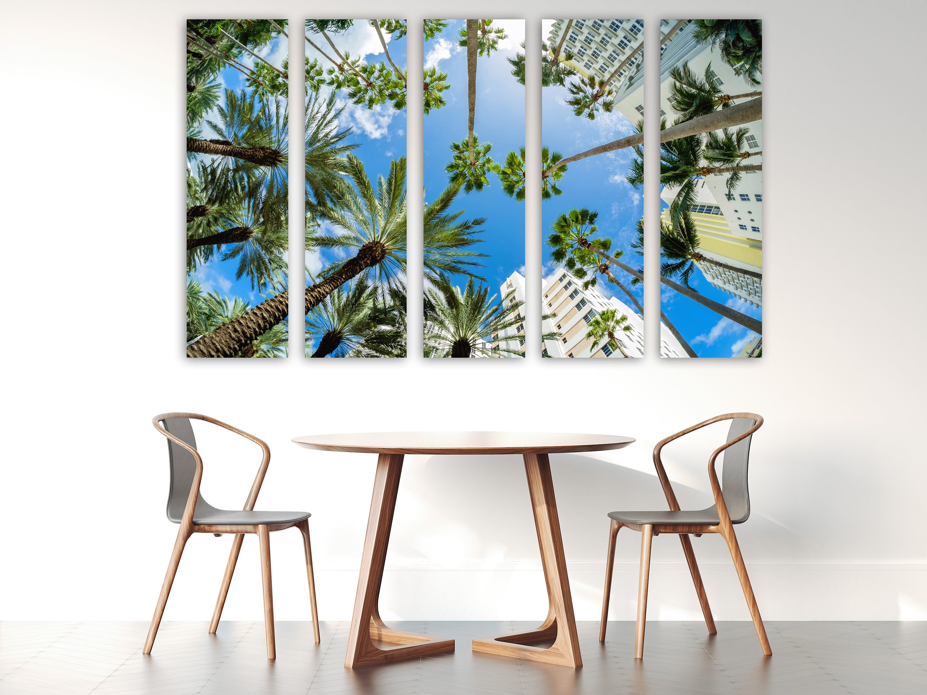 Miami Beach Wall Art, Palm Tree Canvas, Palm Leaf Wall Art, Blue Sky ...