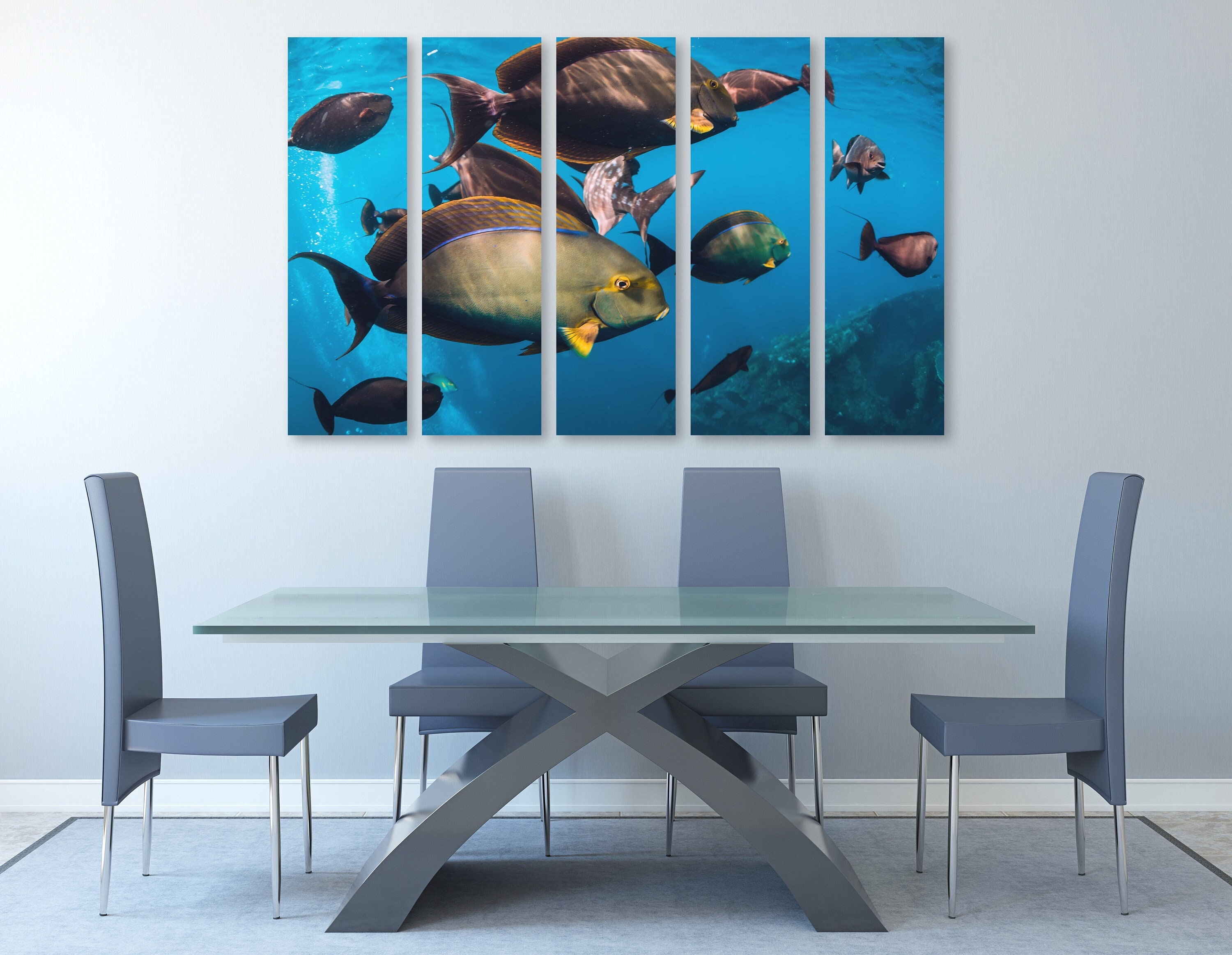 Fish Prints Wall Art Aquarium Scene Wall Art Seascape - Etsy