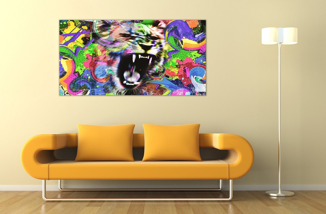 Graffiti Tiger Wall Art, Abstract Framed Extra Large Canvas Wall Art ...
