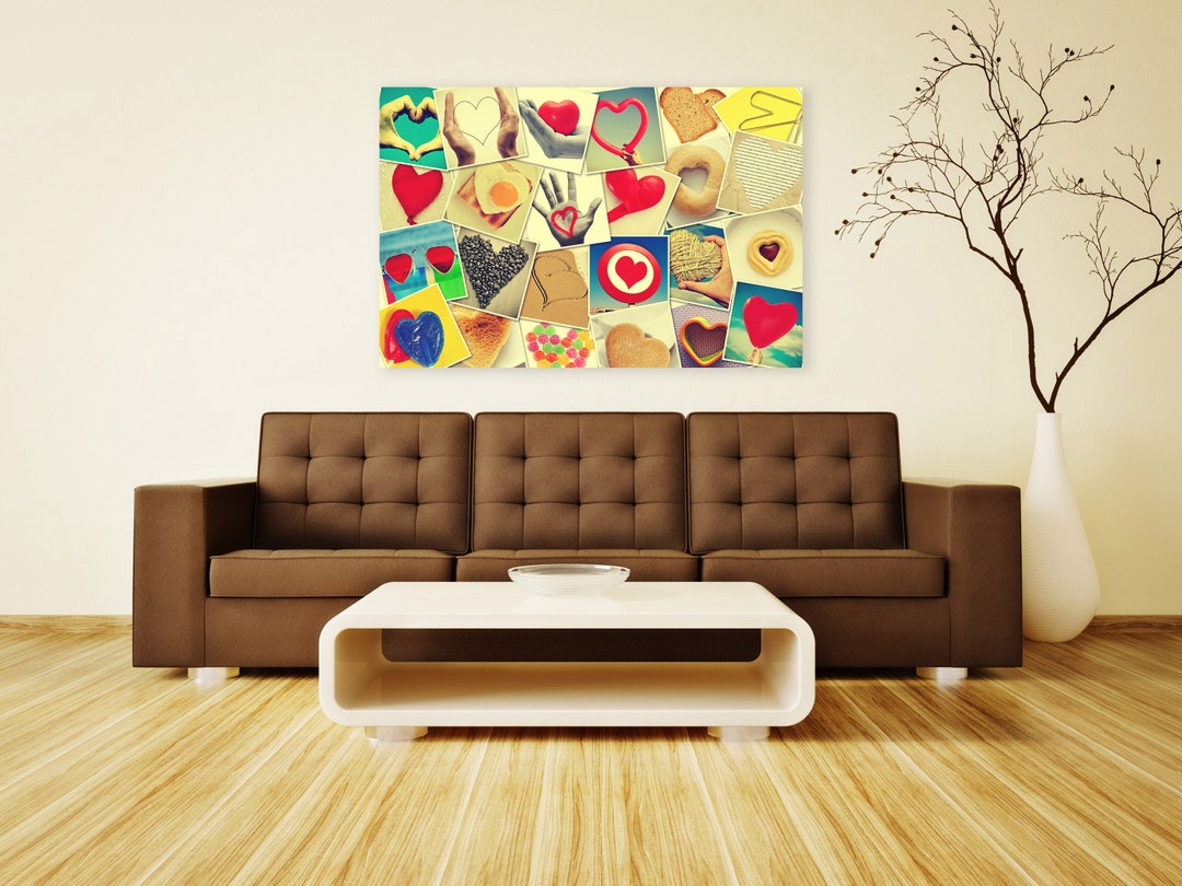Heart Collage Poster, Wall Art Collage Set, Love Canvas Wall Art ...