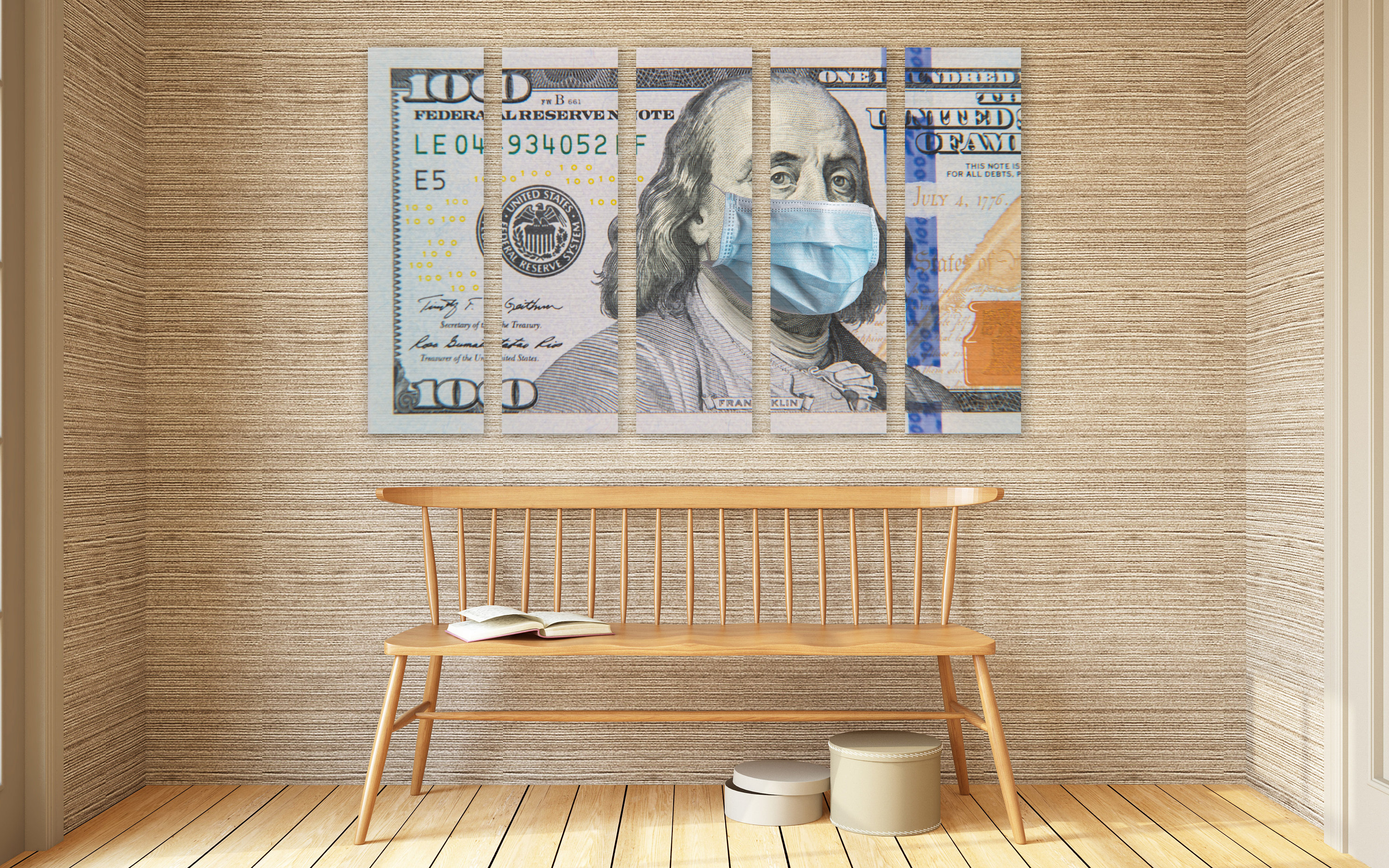 Dollar Bill Wall Art, Money Wall Art, Mask Wall Art, Modern Printable ...
