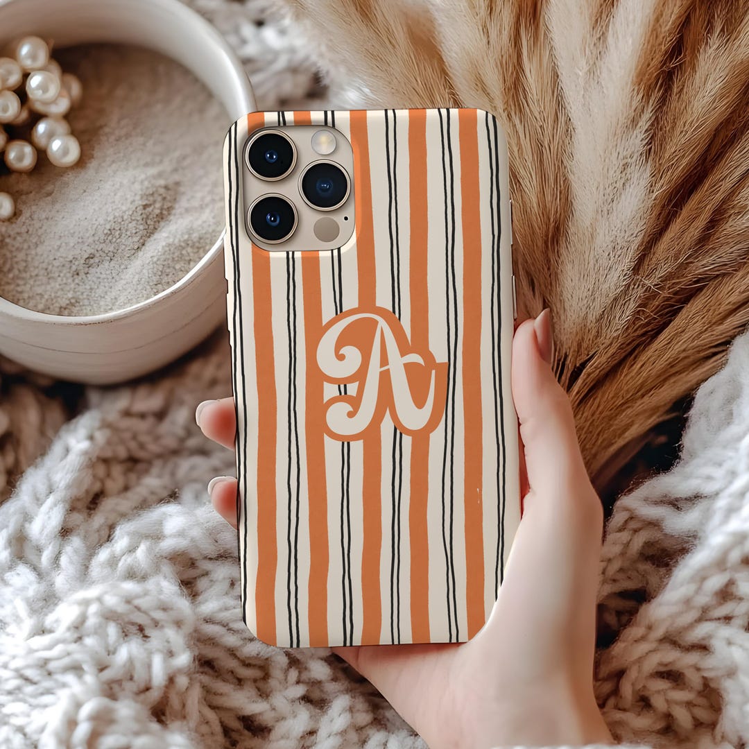 Retro Stripes Custom Initial Phone Case: Tough Dual-layer Protection - Etsy
