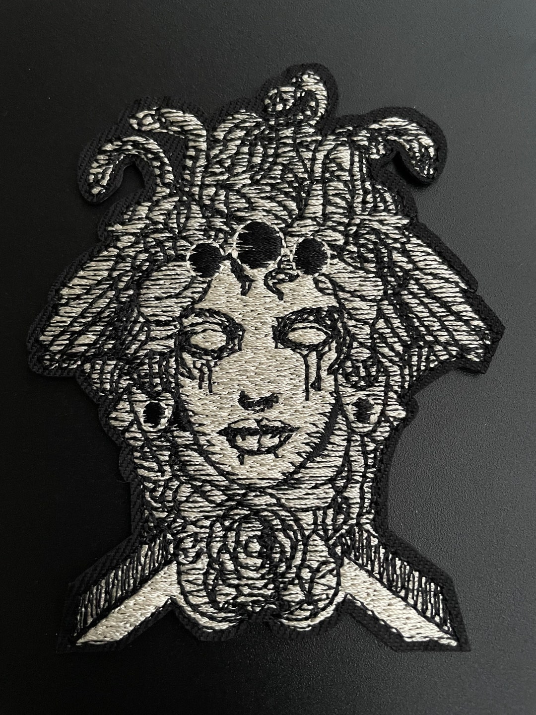 Medusa Patch Iron on Black and White Myth of Olympus Patch, Sew on Patch, Patch, for Jacket, for ...