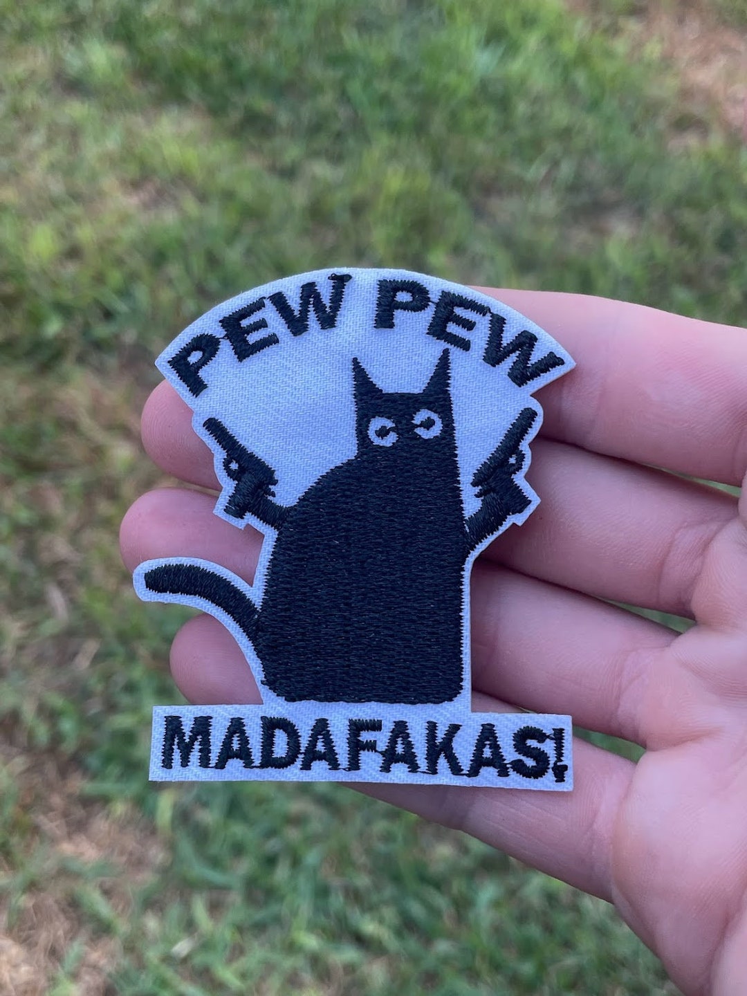 Pew Pew Madafakas Iron on Patch Gangster Two Guns Dual Wield - Etsy