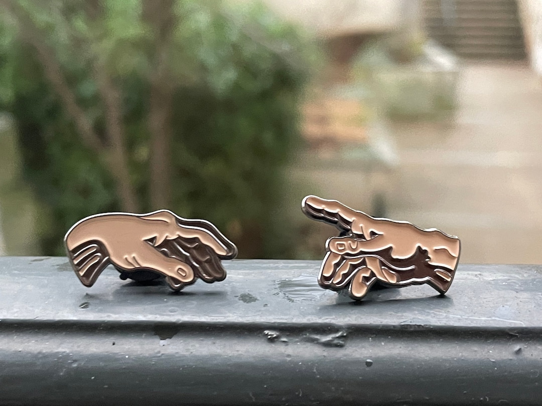 Creation of Adam Pin Enamel Two Hands Set of Pins Michelangelo Artwork ...