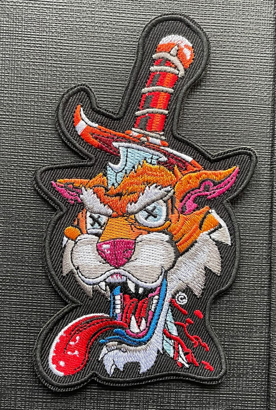 Dead Tiger Dagger Iron on Patch HQ Tattoo New School Style Biker Punk ...