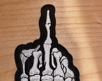 Middle Finger Skeleton Patch - Etsy