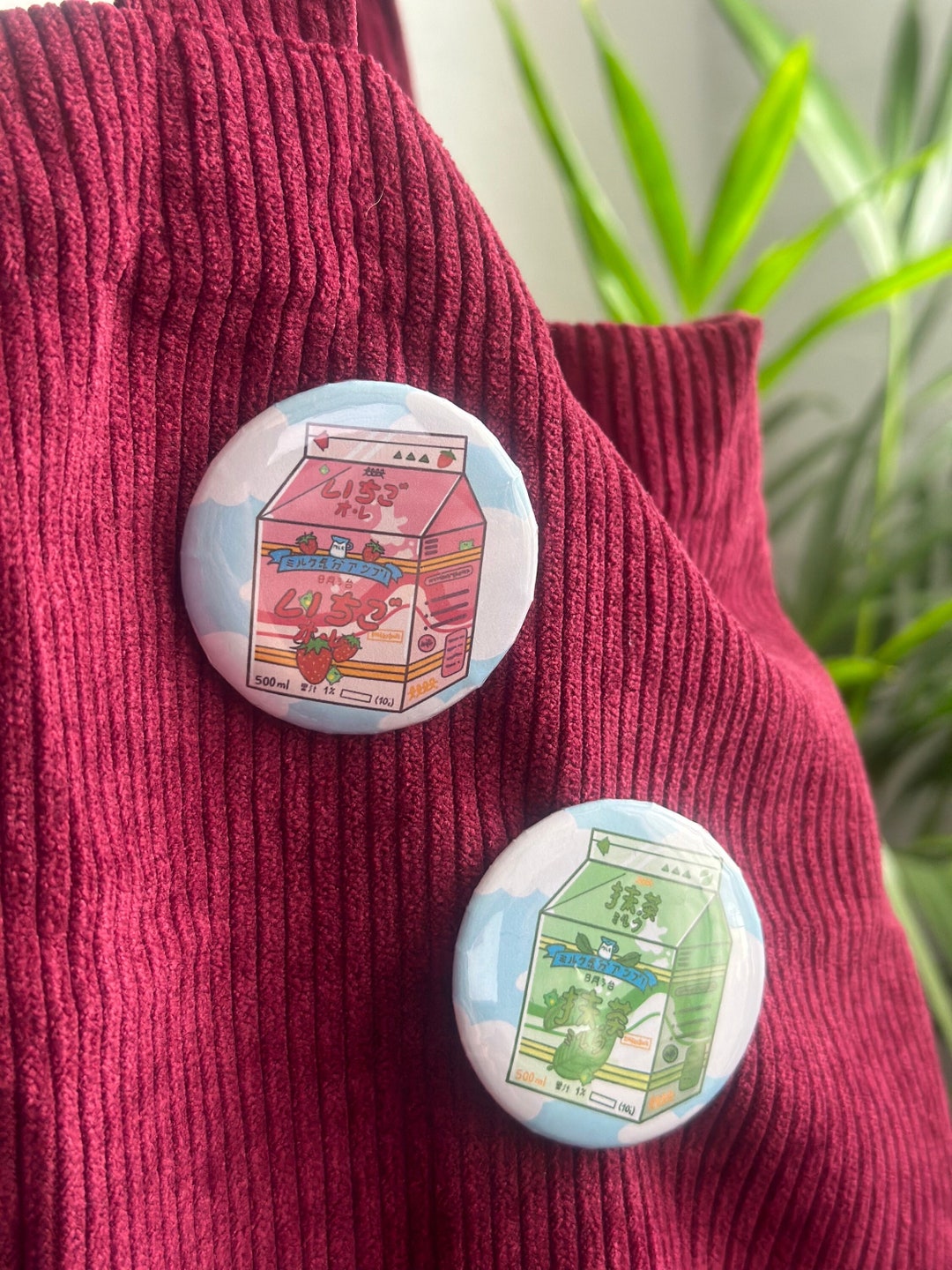 Strawberry Milk & Matcha Milk Buttons ~ Cute and Aesthetic Accessories ...