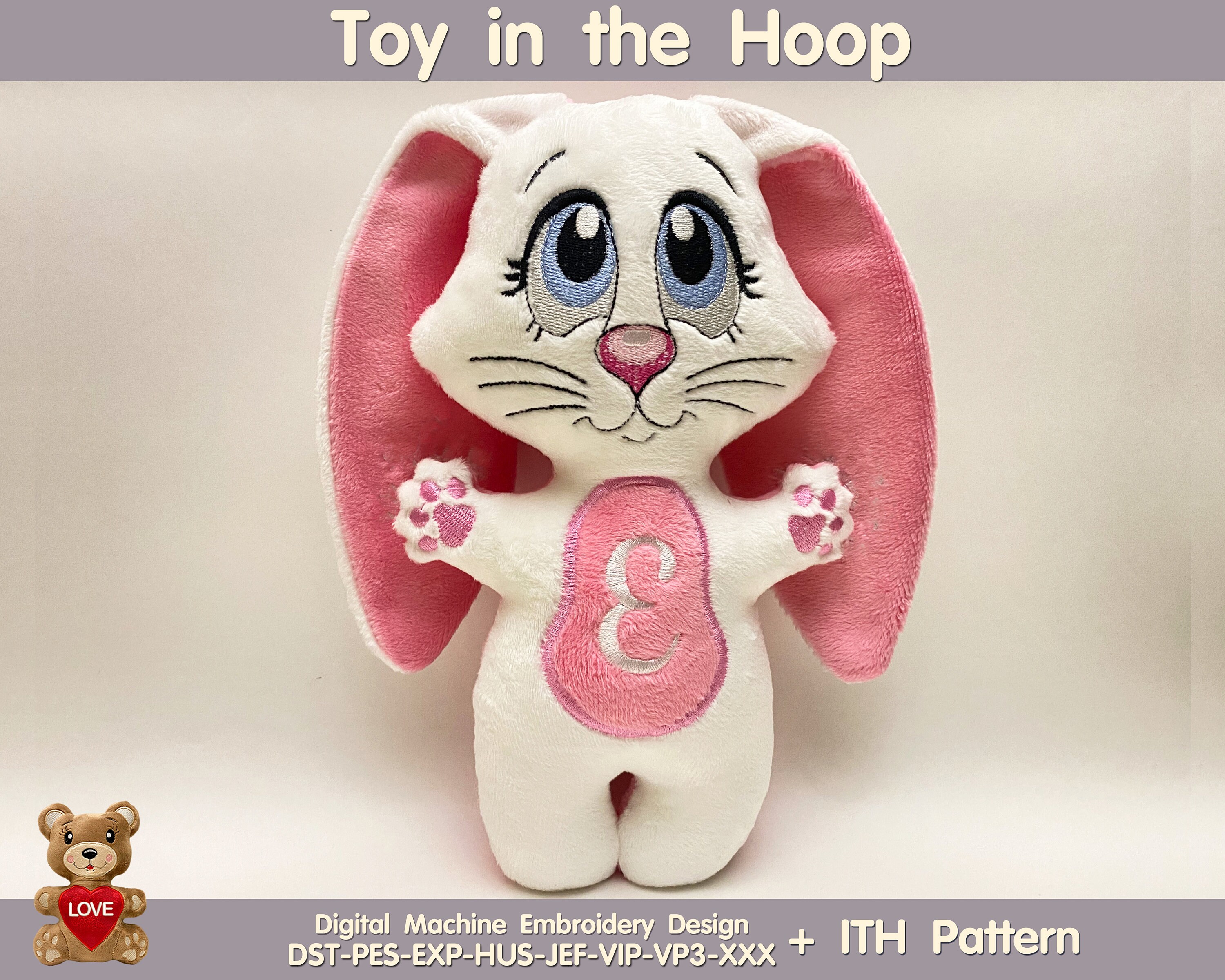 Fluffy Bunny Rabbit Cute Soft Plushie Toy in the Hoop Digital - Etsy