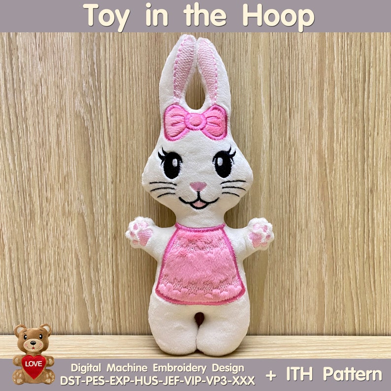In the Hoop Machine Embroidery Design ITH Easter Bunny With Bow Rabbit ...