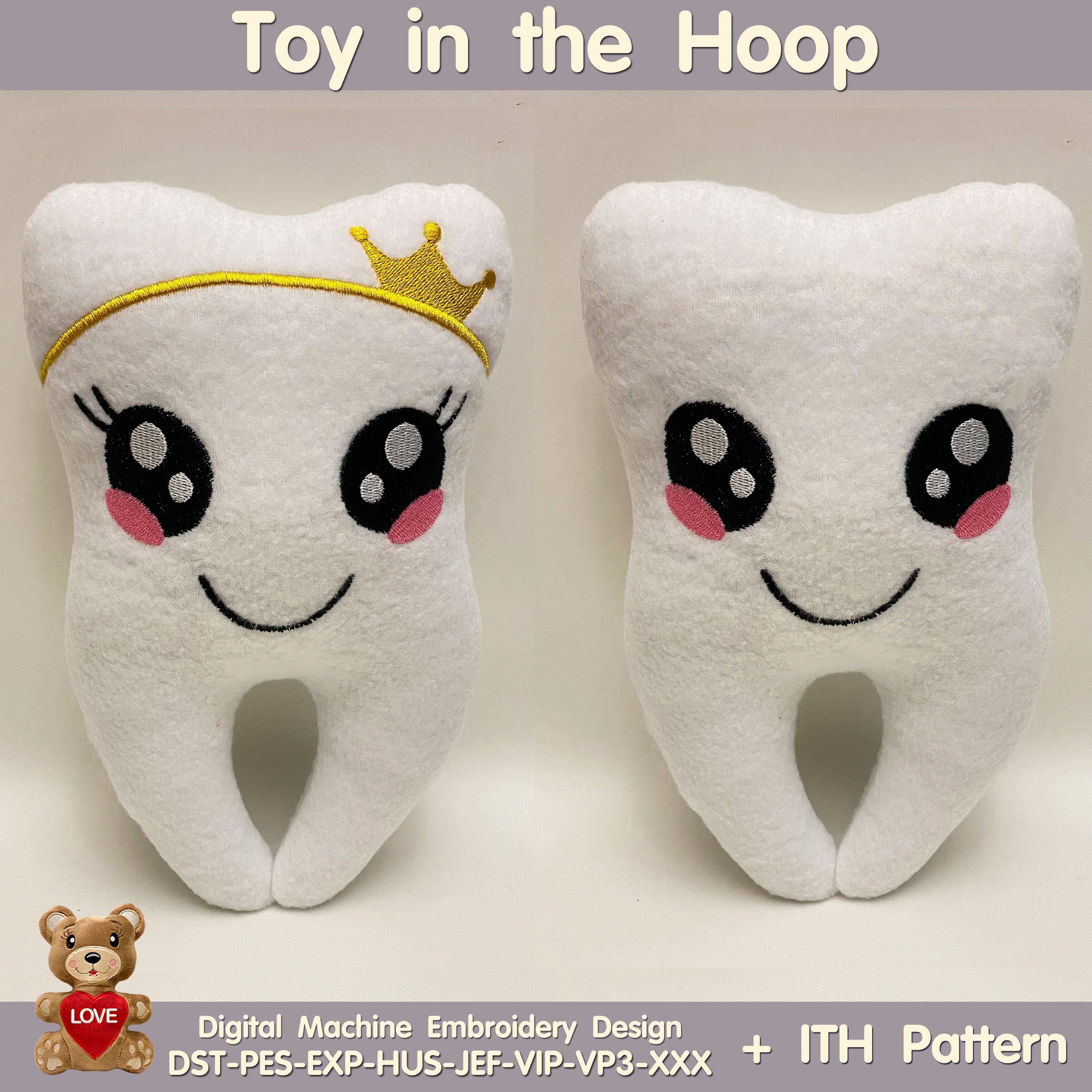 ITH Tooth Toy for Boys and Girls in the Hoop Tooth Fairy Digital Design ...