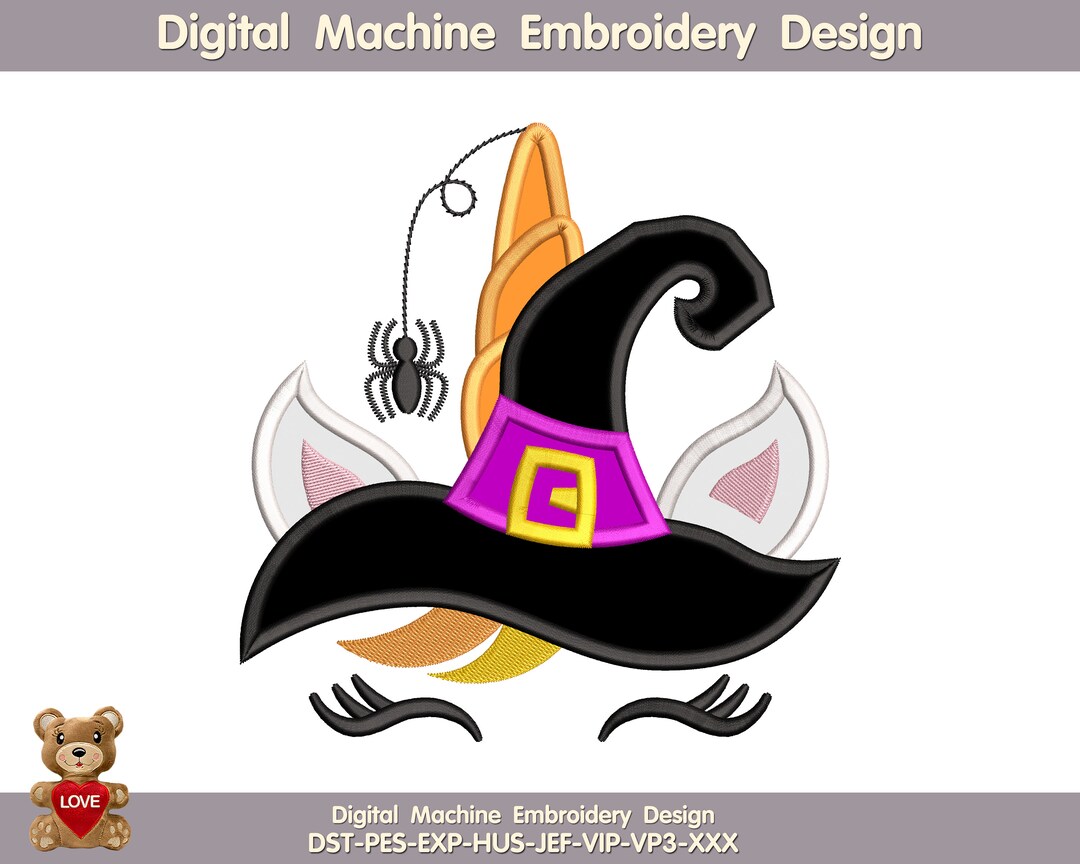 Halloween Unicorn Witch Hat Spider Bat Monster Bat Unicorn Digital ...