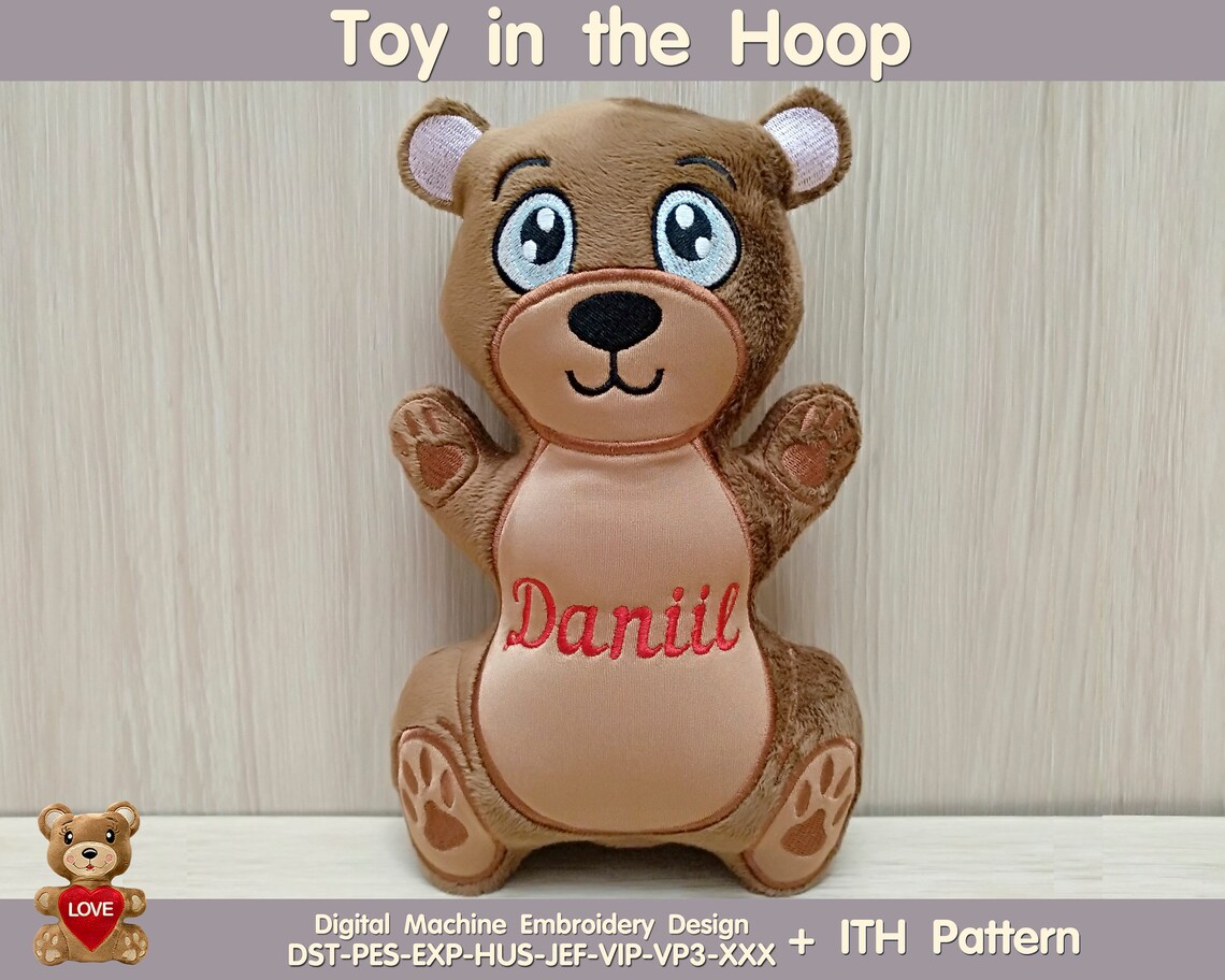 Bear Soft Toy Digital Design for Machine Embroidery ITH - Etsy