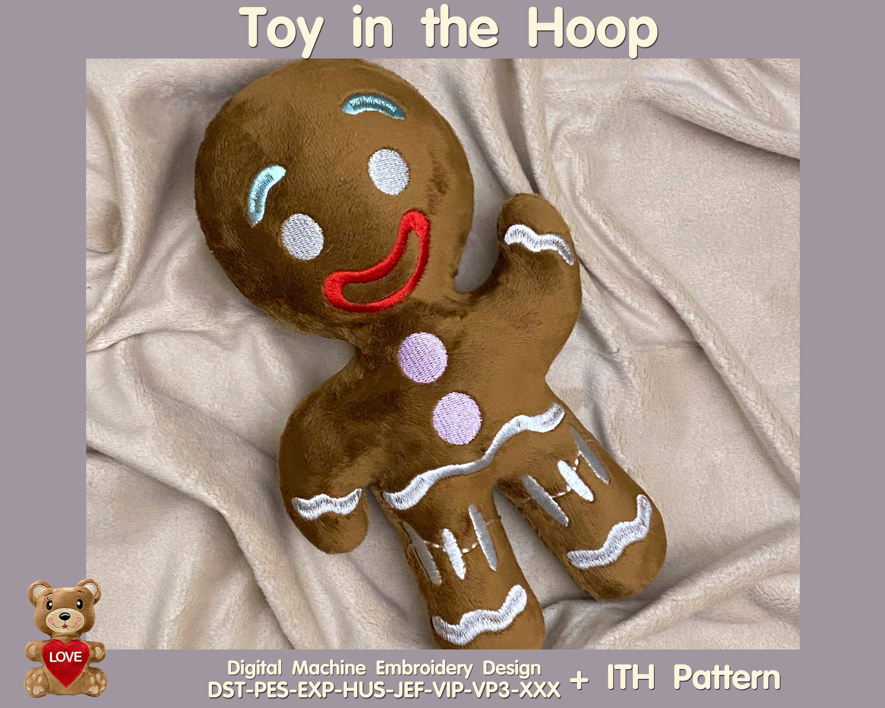 Gingerbread Soft Toy Digital Design for Machine Embroidery ITH Pattern ...