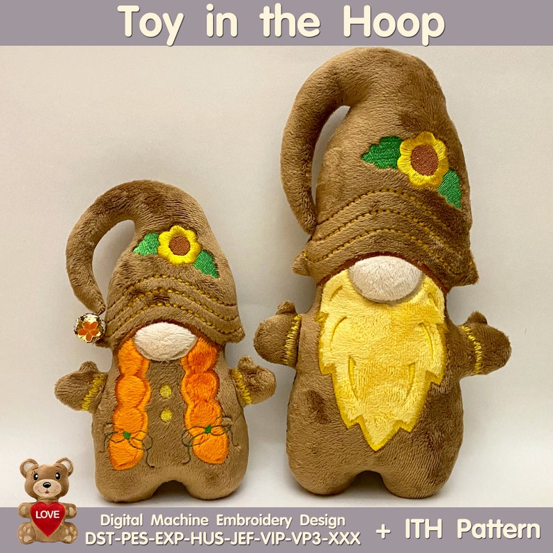 ITH Gnome Thanksgiving Toy Soft Stuffed in the Hoop Digital Design for ...