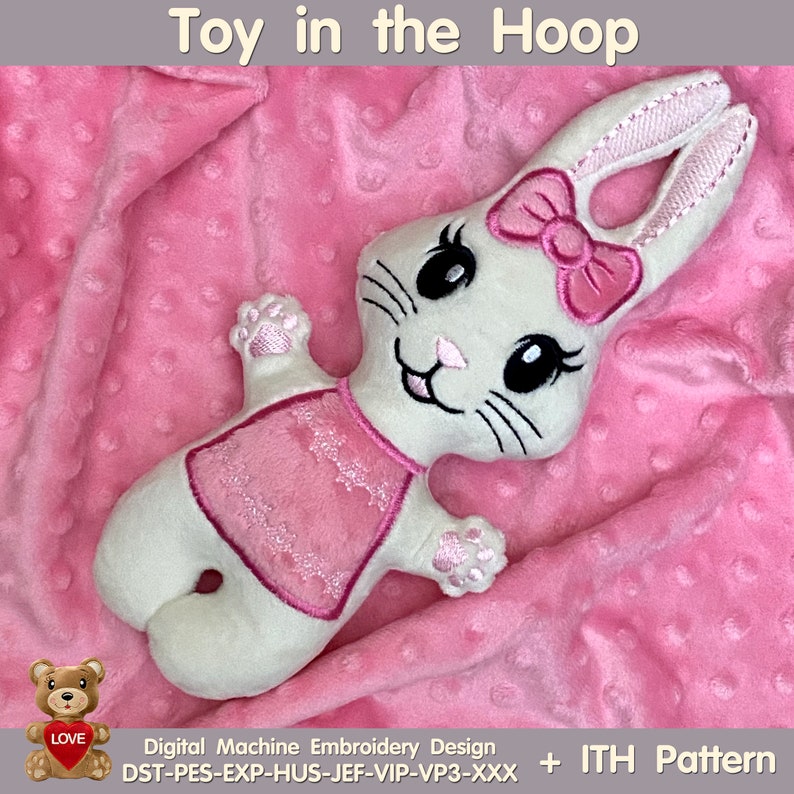 In the Hoop Machine Embroidery Design ITH Easter Bunny With Bow Rabbit ...