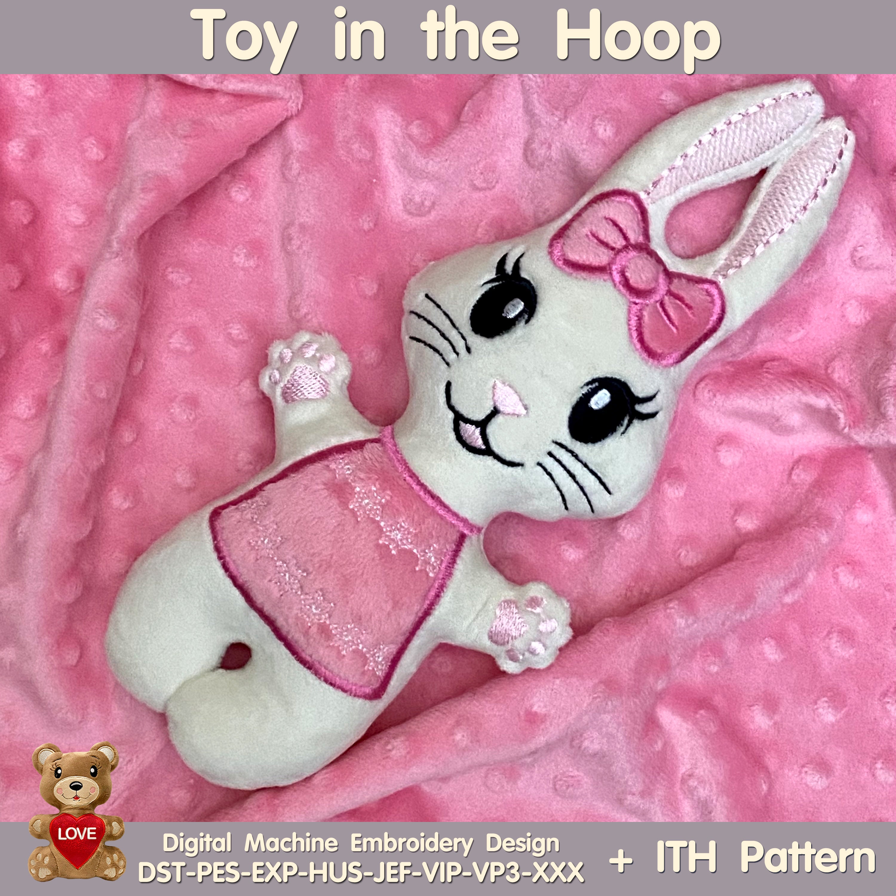 In the Hoop Machine Embroidery Design ITH Easter Bunny With Bow Rabbit ...