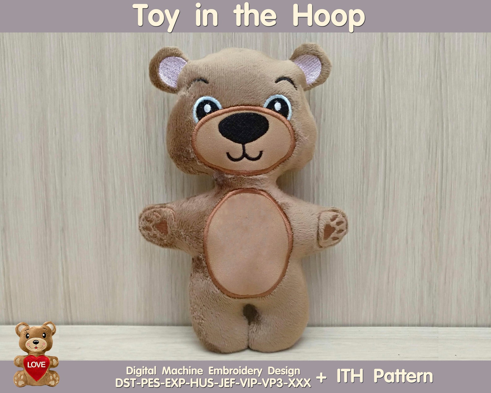 Bear Soft Toy Digital Design for Machine Embroidery ITH Pattern ...
