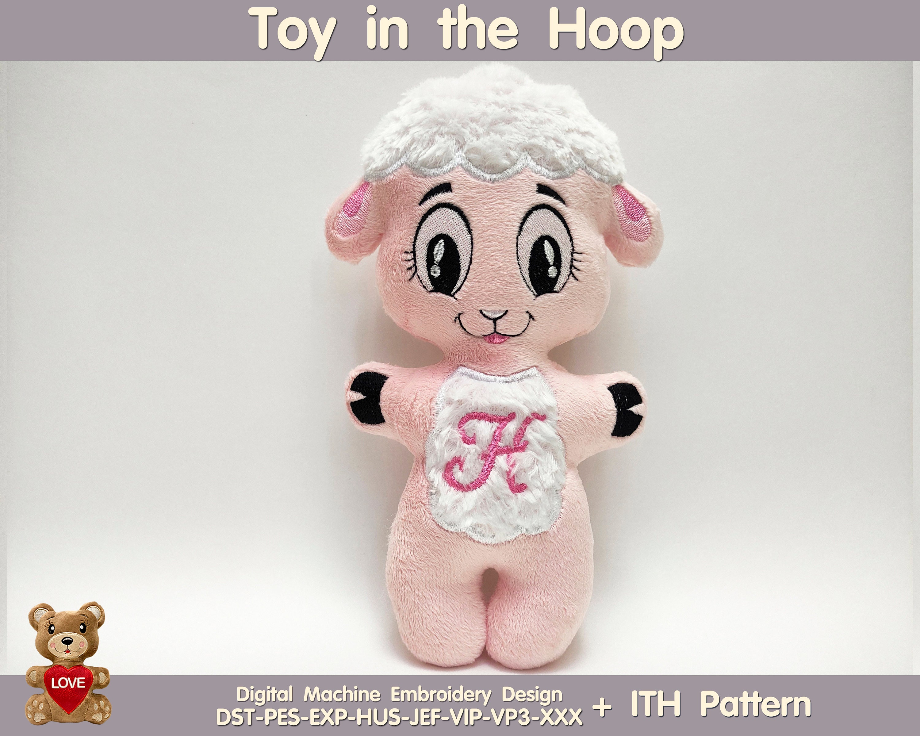 Sheep Soft Toy Digital Design for Machine Embroidery ITH Pattern ...