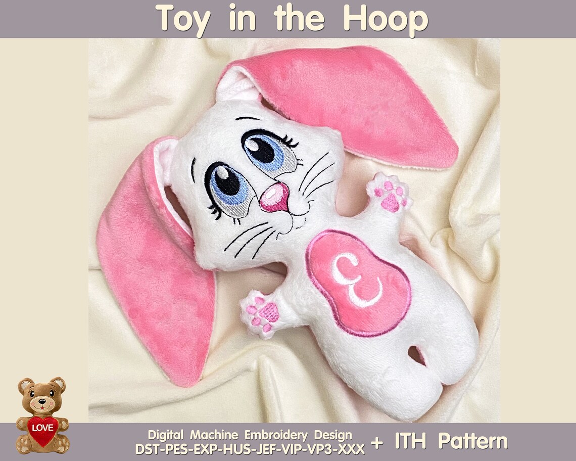Fluffy Bunny Rabbit Cute Soft Plushie Toy in the Hoop Digital - Etsy
