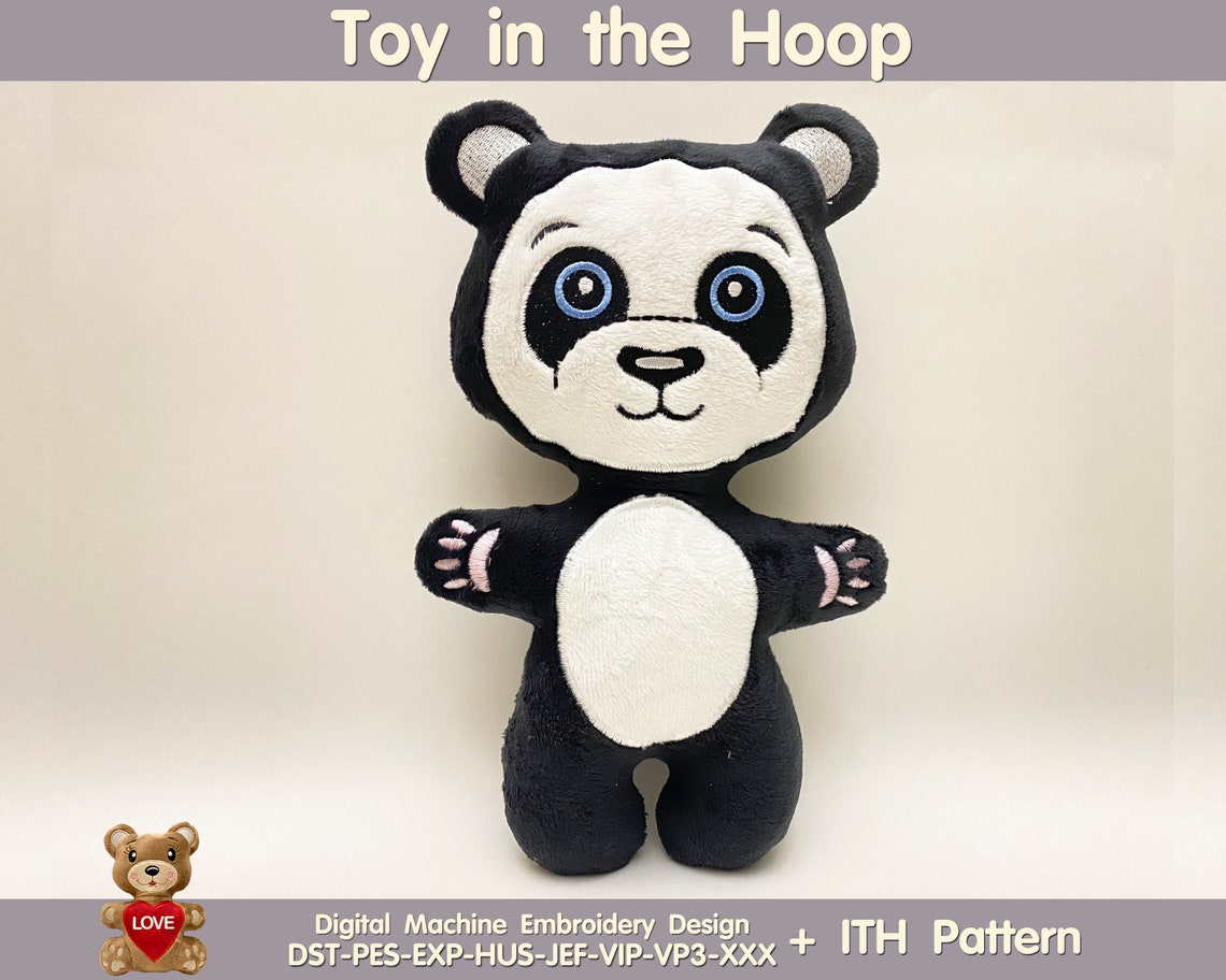 Panda Soft Toy Digital Design for Machine Embroidery ITH Pattern ...