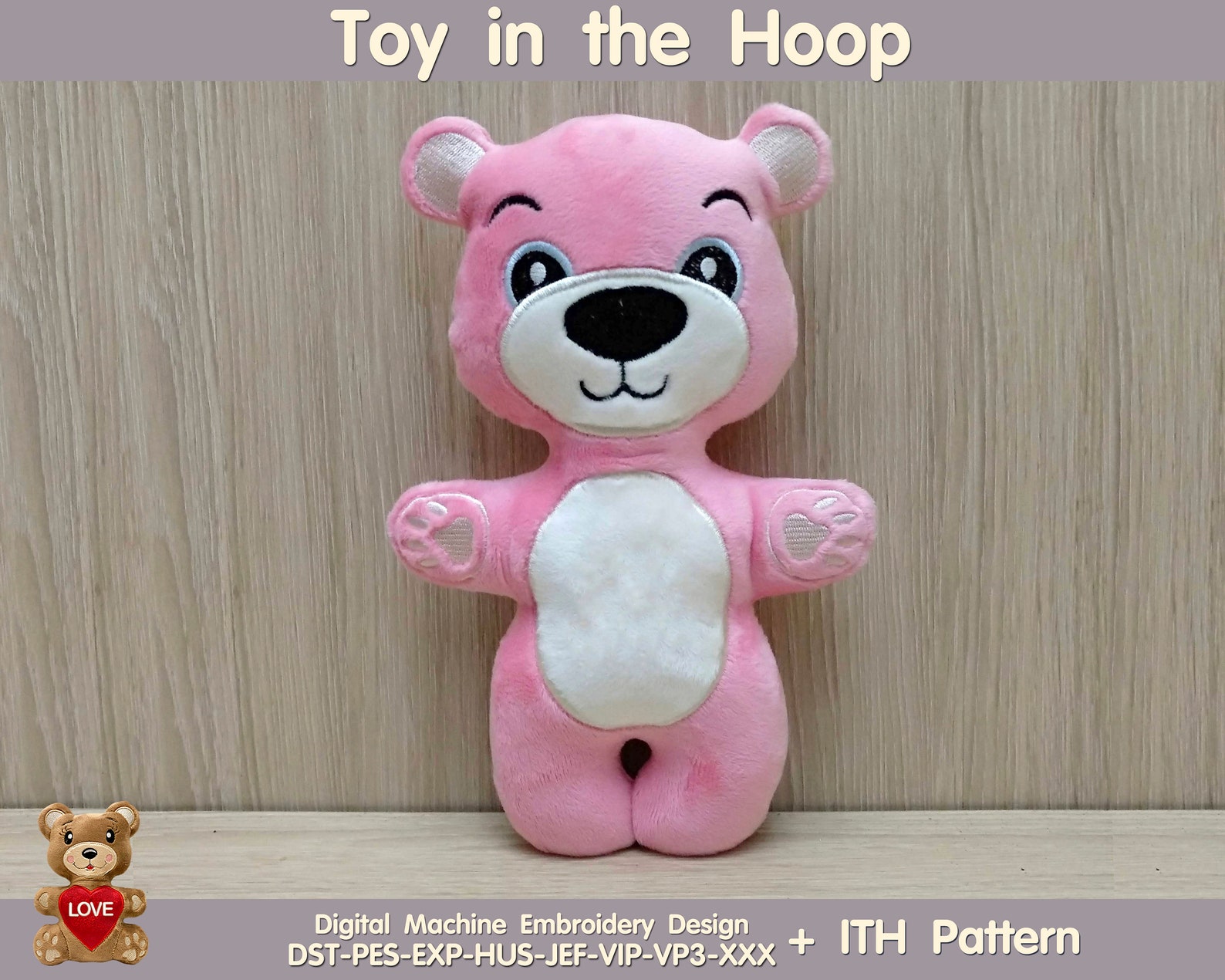 Bear Soft Toy Digital Design for Machine Embroidery ITH Pattern ...