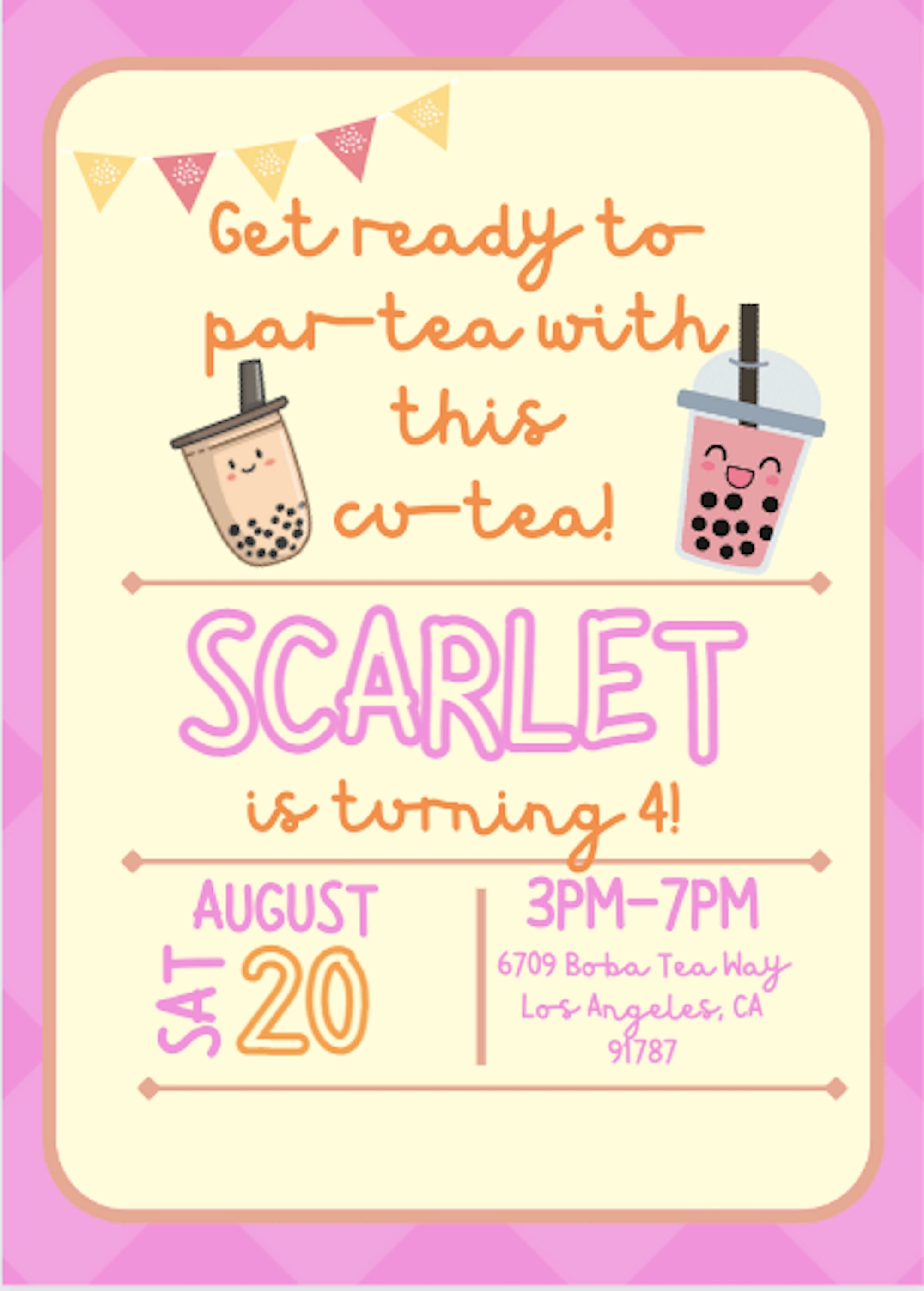 Customizable Boba Tea Birthday Invitation - Etsy