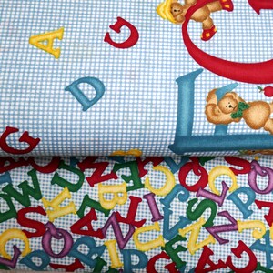 Double Border Print Alphabet on A Gingham Background Cotton Fabric - Etsy