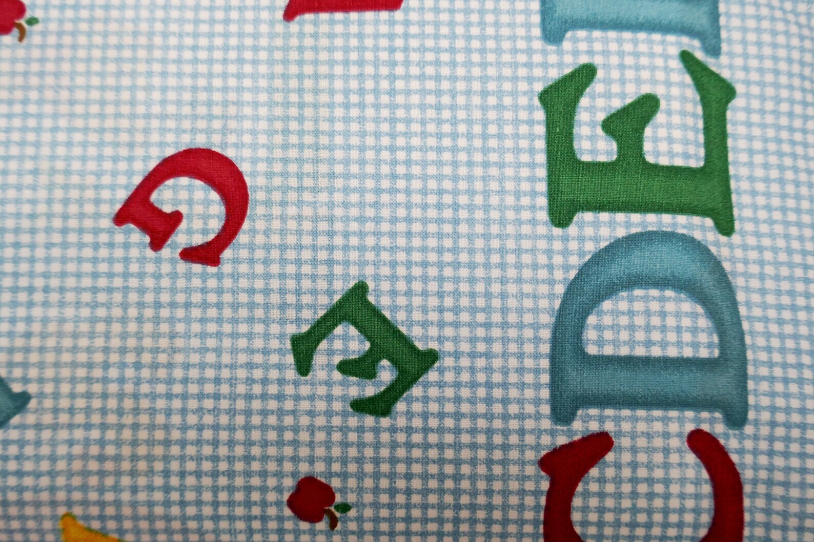 Double Border Print Alphabet on A Gingham Background Cotton Fabric - Etsy