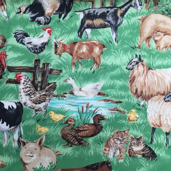 Vintage Farm Animals Fabric - Etsy