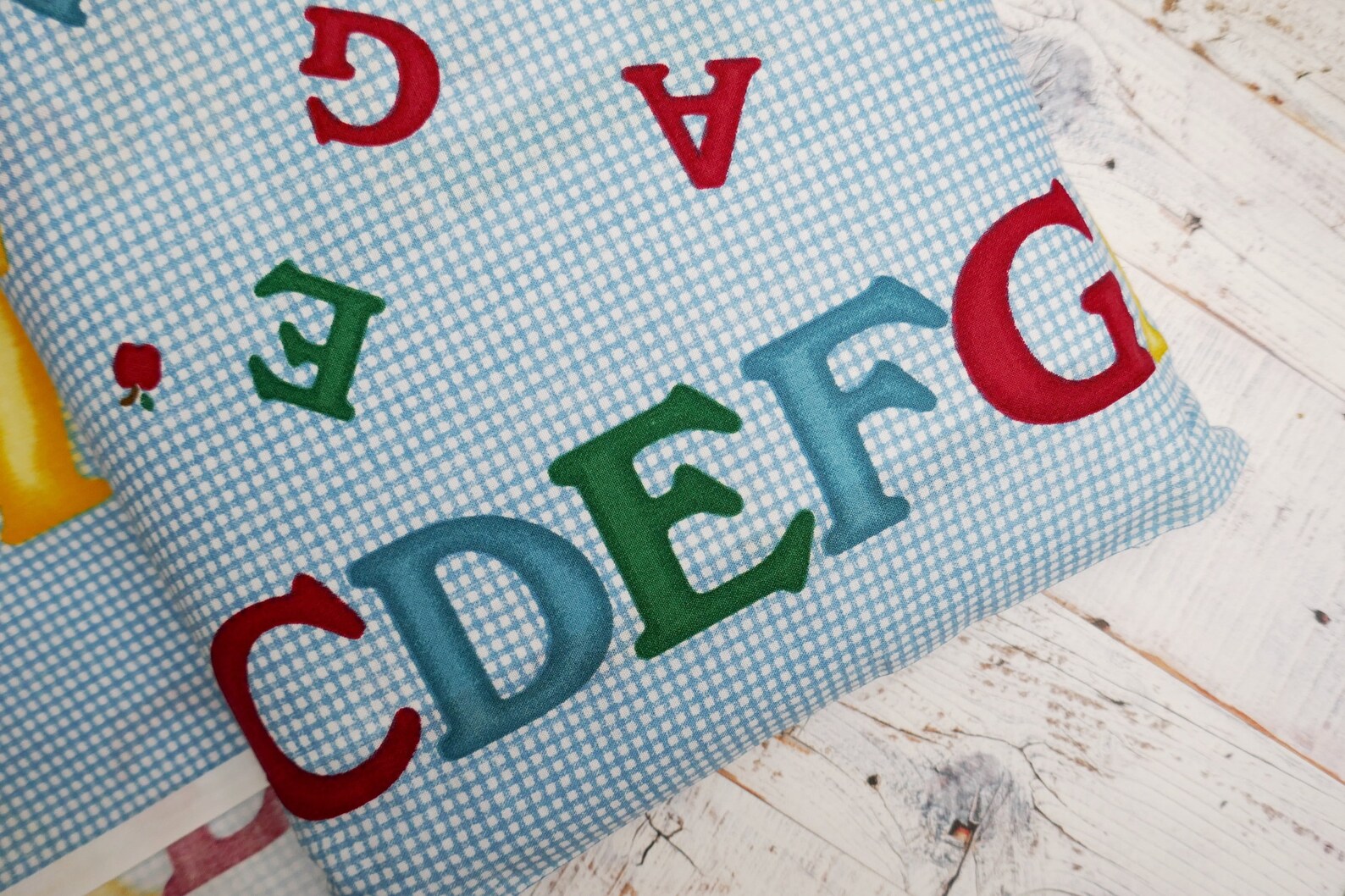 Double Border Print Alphabet on A Gingham Background Cotton Fabric - Etsy