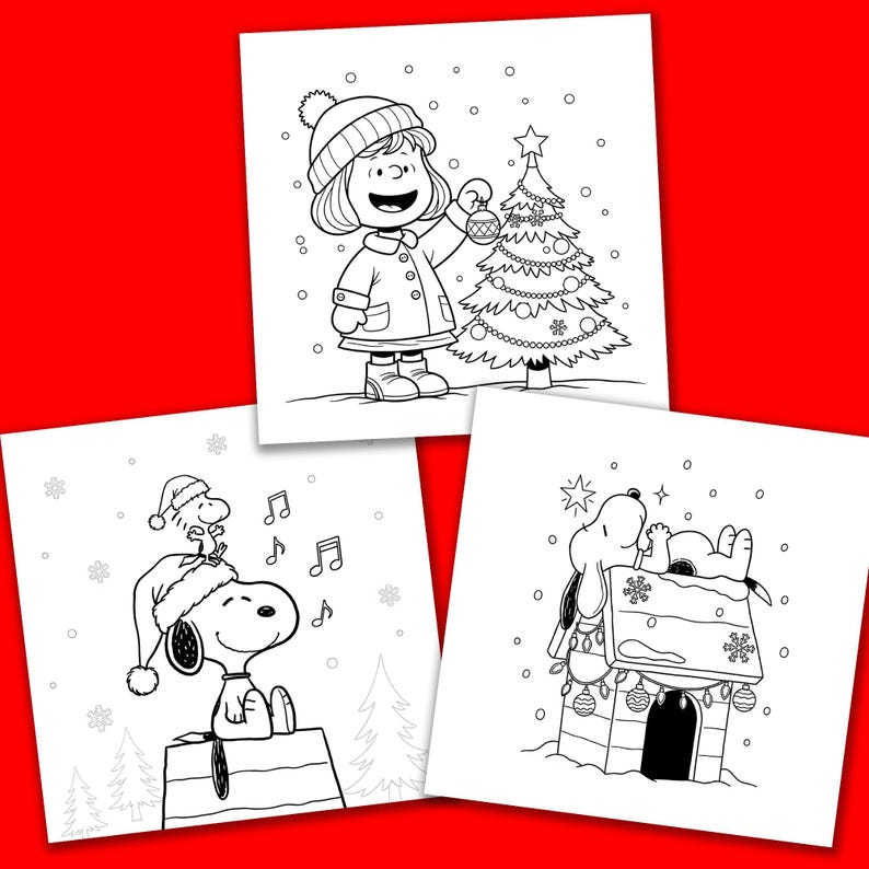 Christmas Coloring Pages for Kids | 30 Page Printable Snoopy Holiday ...