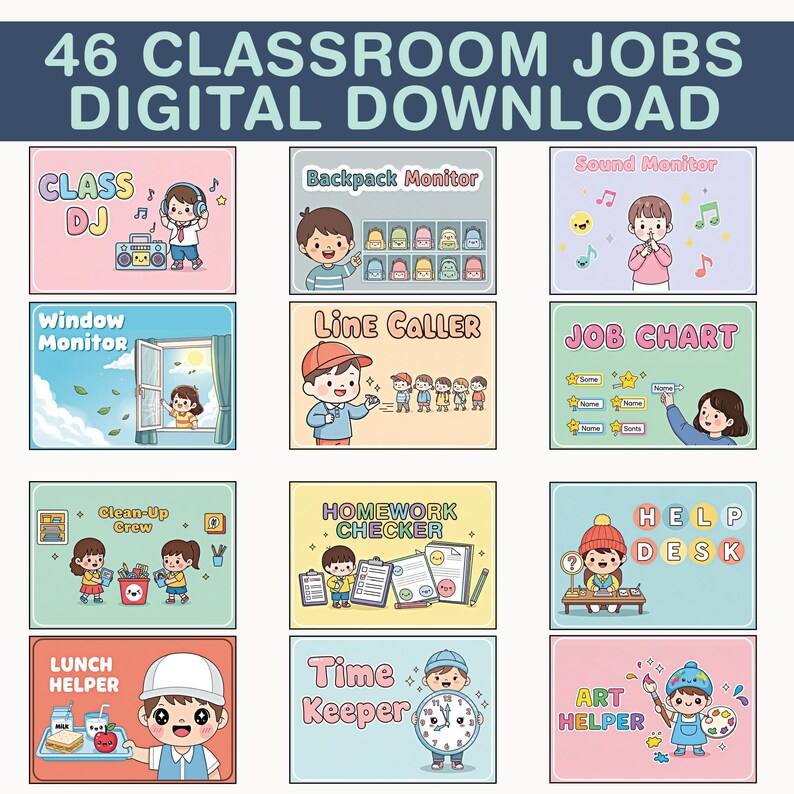 Classroom Jobs Display: 46 Visual Task Cards, Teacher Printables (PDF ...