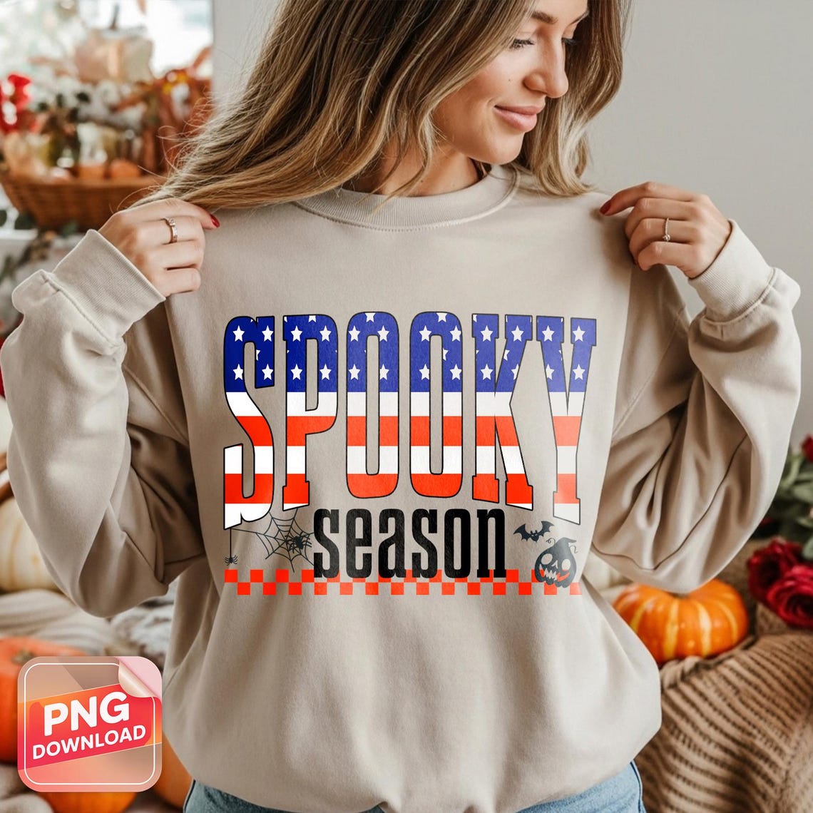 Retro Spooky American Flag PNG: Halloween Patriotic Sublimation ...