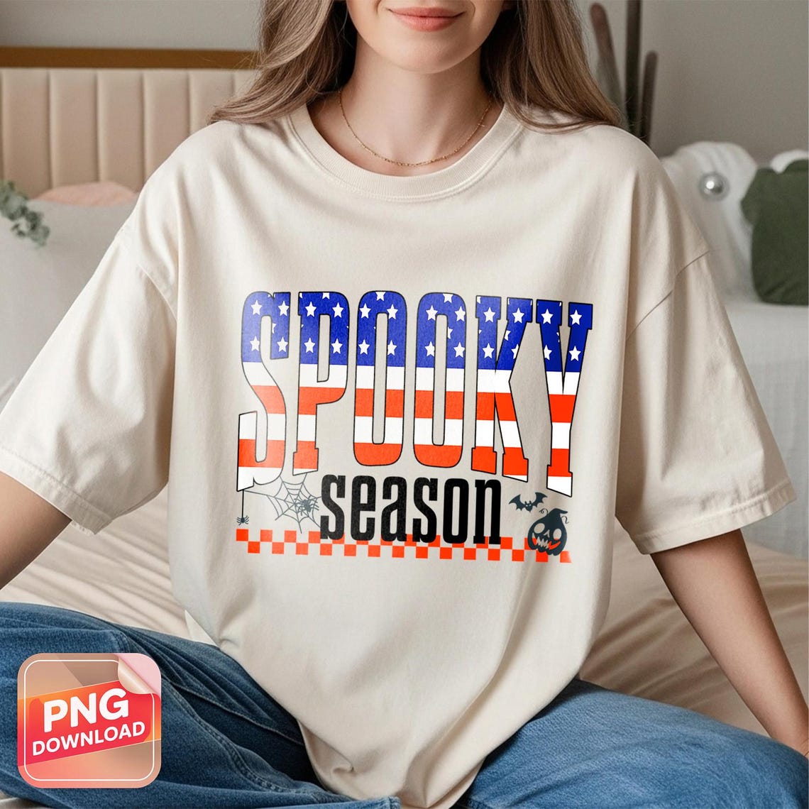 Retro Spooky American Flag PNG: Halloween Patriotic Sublimation ...
