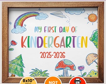 PRINTABLE 2024 Boho First Day of Kindergarten Sign, Aesthetic Back to ...